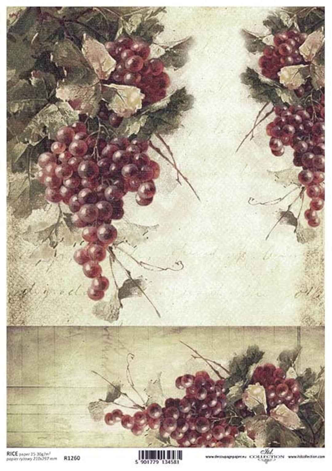 ITD Collection | Red Grapes Rice Paper | A4 Rice Paper | Decoupage ...