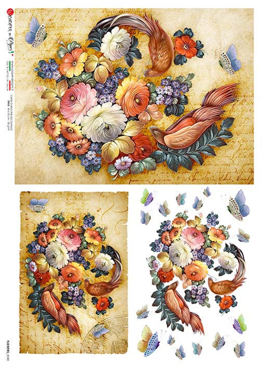 Paper Designs Rice Paper | Flowers Rice Paper | A4 Rice Paper | Natural ...