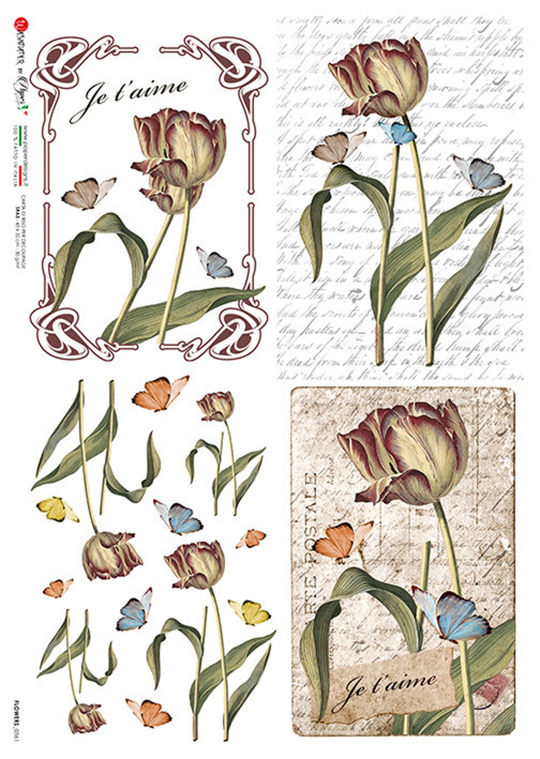 Paper Designs Rice Paper | Flowers Flowers Rice Paper | A4 Rice Paper ...