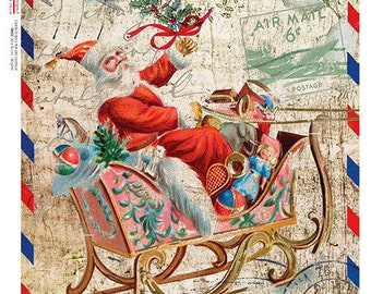 Paper Designs Rice Paper Santa Christmas Rice Paper A4 | Etsy