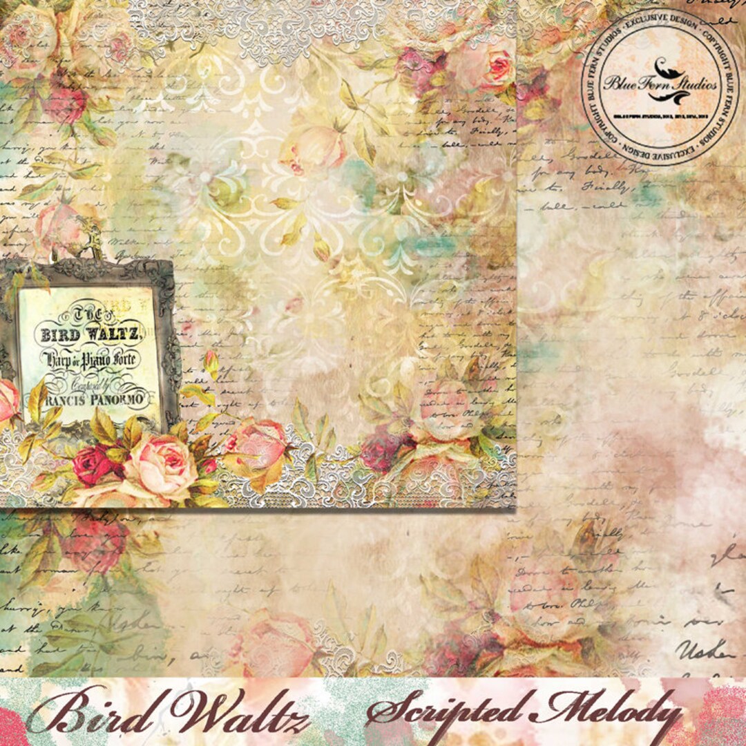 Blue Fern Studios | One (1) Piece Scripted Melody Bird Waltz Paper ...