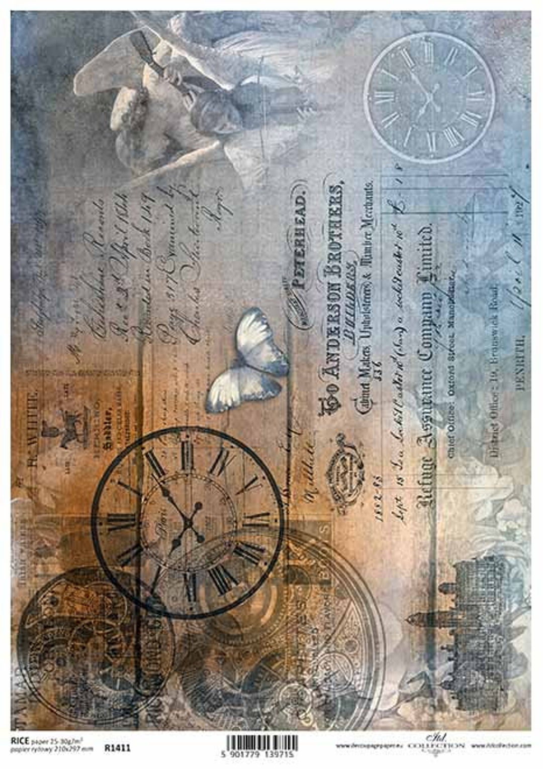 ITD Collection | Vintage Clocks | A4 Rice Paper | Decoupage Paper | ITD ...