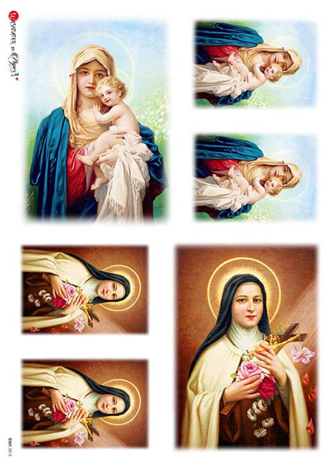 Paper Designs Rice Paper | Virgin Mary and Child Paper | A4 Rice Paper ...