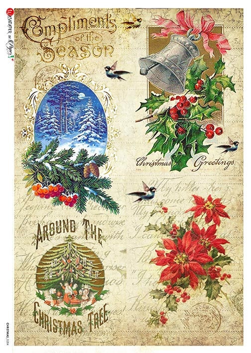 Paper Designs Rice Paper | Vintage Christmas Rice Paper | A4 Rice Paper ...