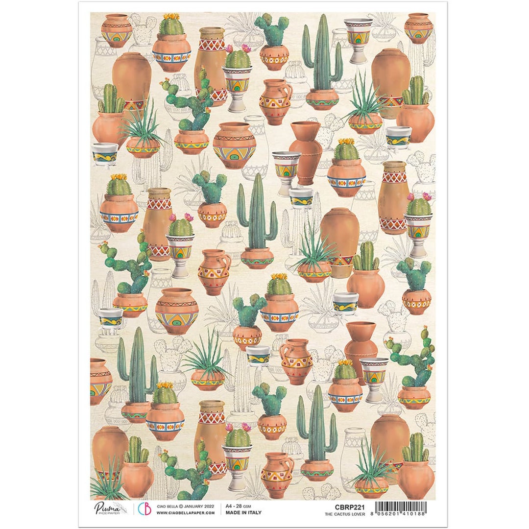 Ciao Bella | 1 Piece CACTUS LOVER | A4 Rice Paper | Rice Paper | SONORA ...