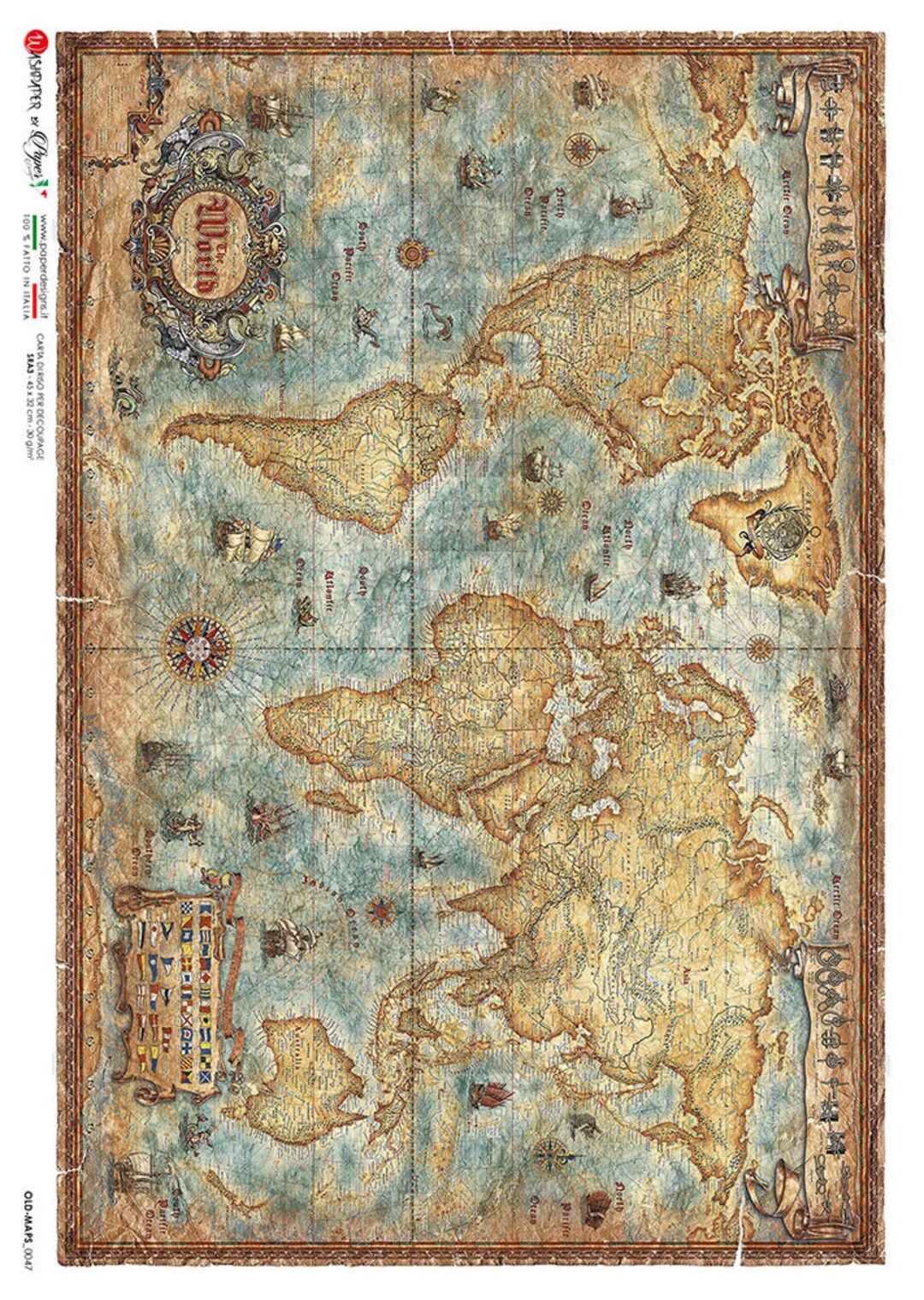 Paper Designs Rice Paper Old Map Rice Paper A4 Rice Paper Natural Rice ...