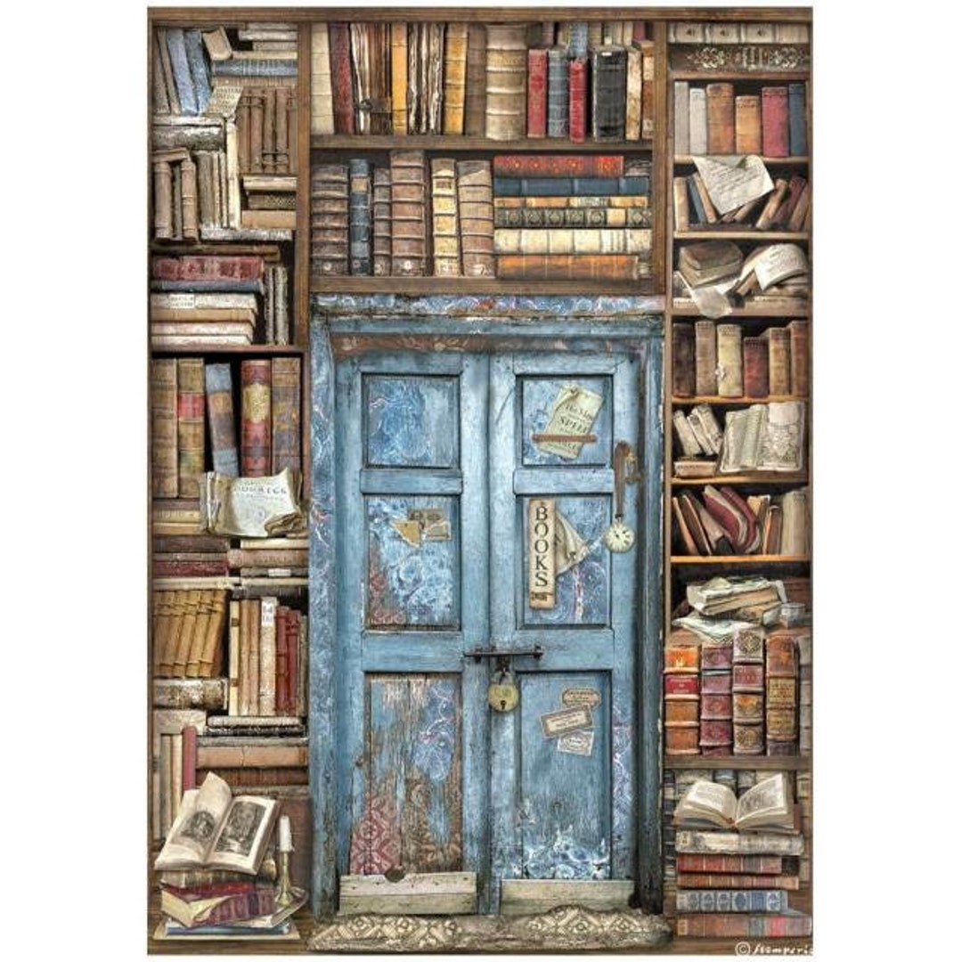 Stamperia Rice Paper | Vintage Library Door | Cristina Radovan | A4 ...