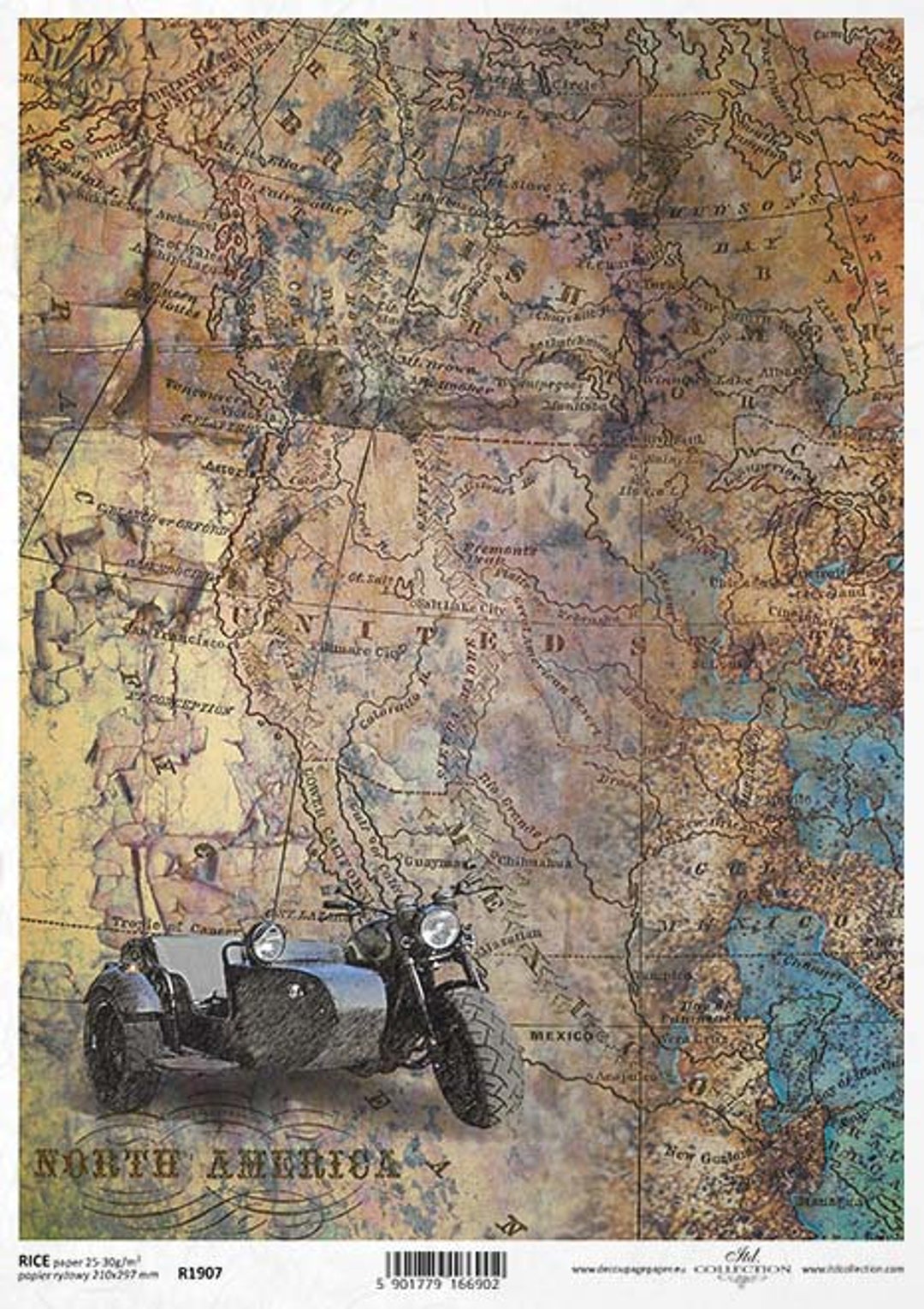 ITD Collection | Map Rice Paper | A4 Rice Paper | Decoupage Paper | ITD ...