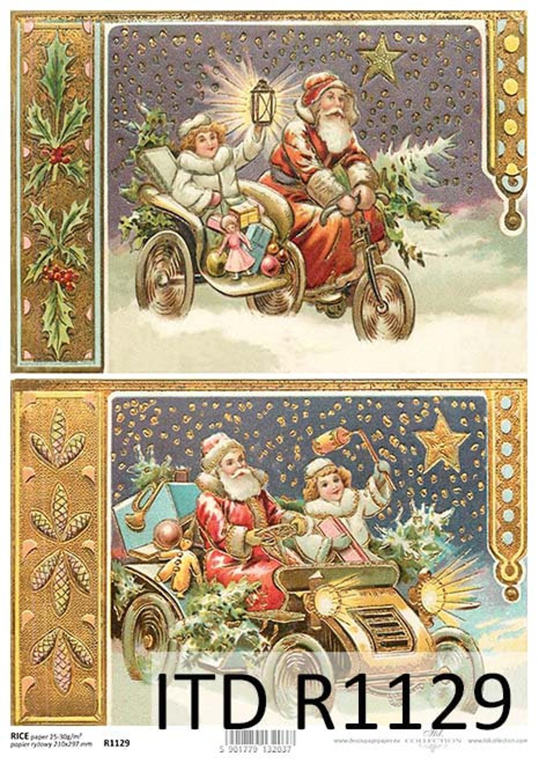 ITD Collection | Vintage Santa Claus | Rice Paper | A4 Rice Paper ...