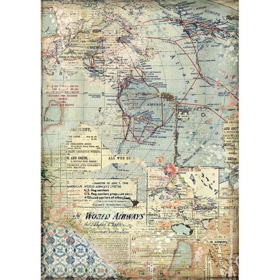 Stamperia Rice Paper MAPS A4 Rice Paper Decoupage Rice - Etsy