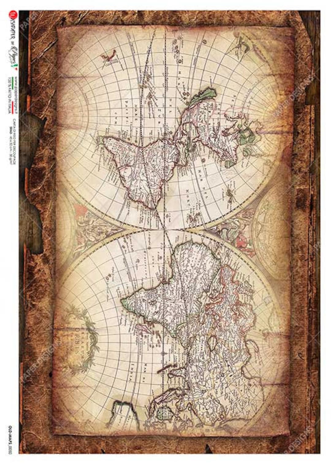 Paper Designs Rice Paper | Old Map Rice Paper | A4 Rice Paper | Natural ...