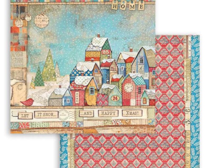 Stamperia | 1 Piece Christmas Patchwork Houses L Scrapbook Paper | 12× ...