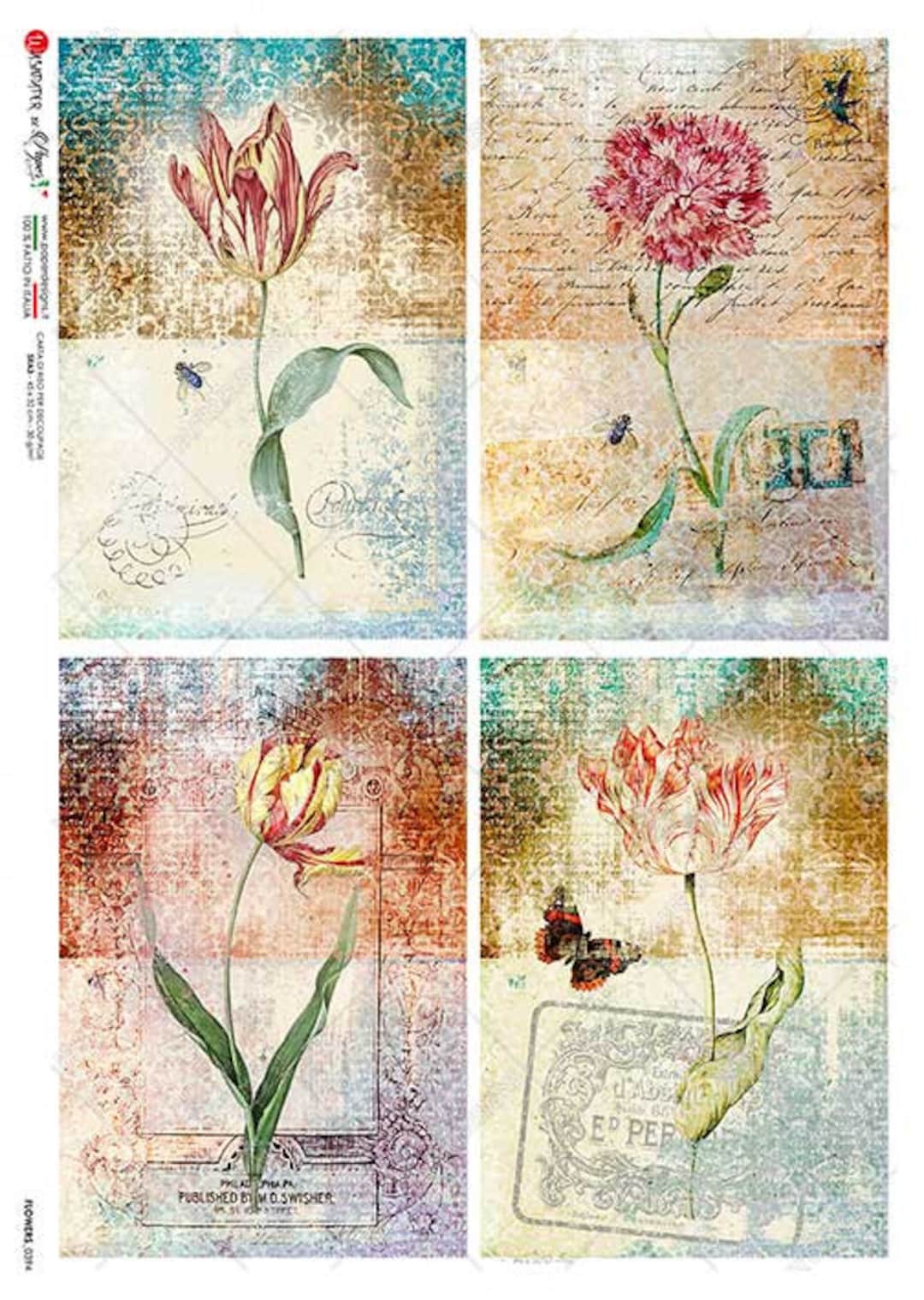 Paper Designs Rice Paper | Flowers Rice Paper | A4 Rice Paper | Natural ...