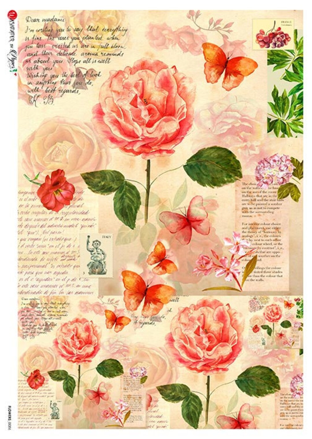 Paper Designs Rice Paper | Flowers Rice Paper | A4 Rice Paper | Natural ...