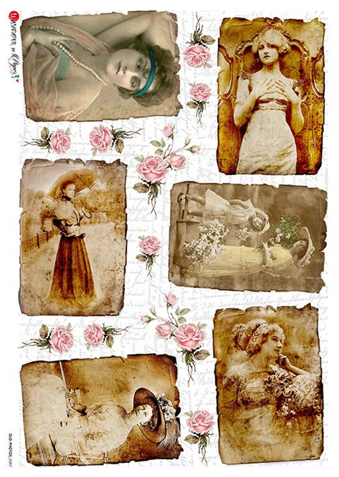 Paper Designs Rice Paper | Vintage Postcards Women | A4 Rice Paper ...