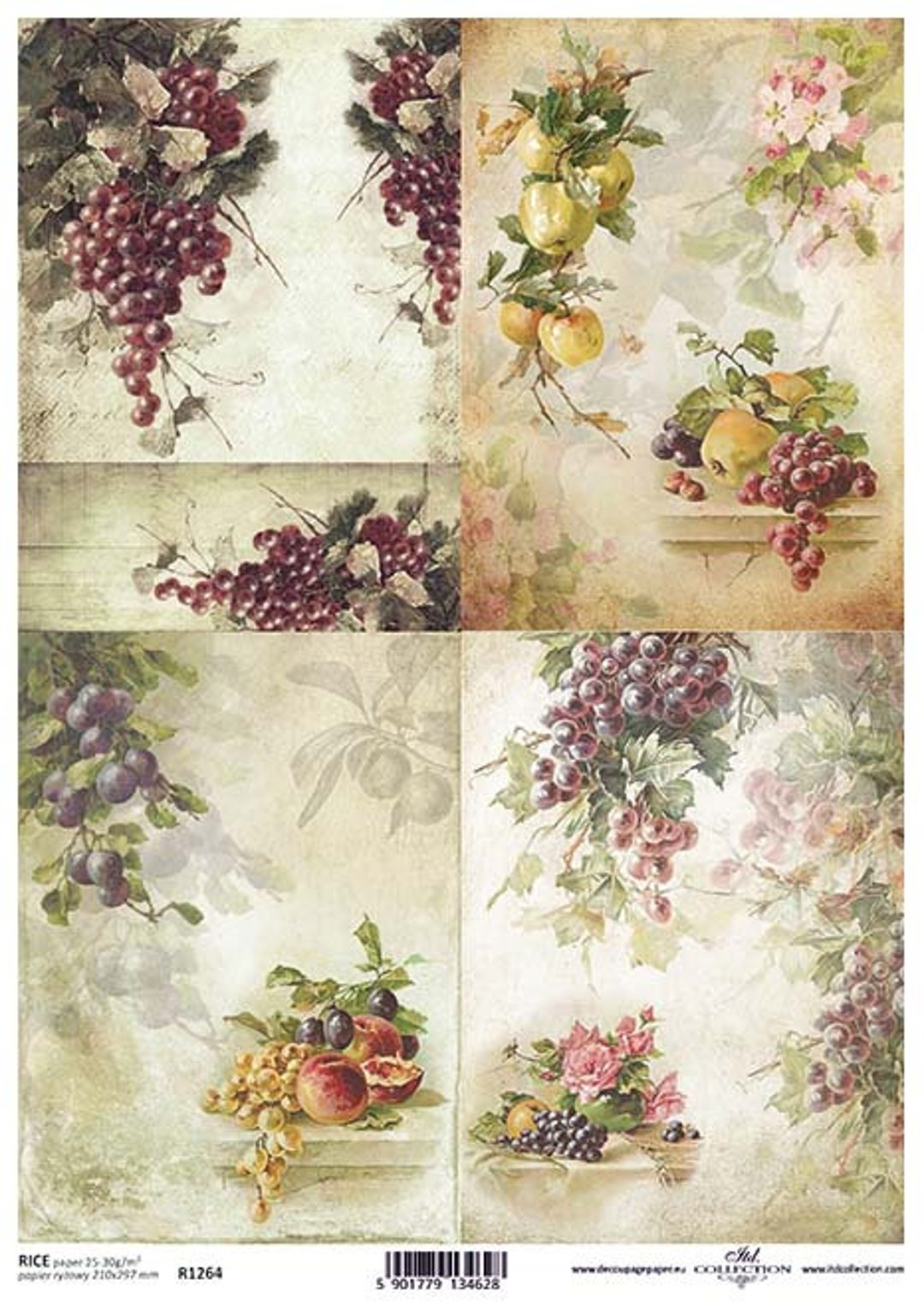 ITD Collection | Vintage Flowers Rice Paper | A4 Rice Paper | Decoupage ...