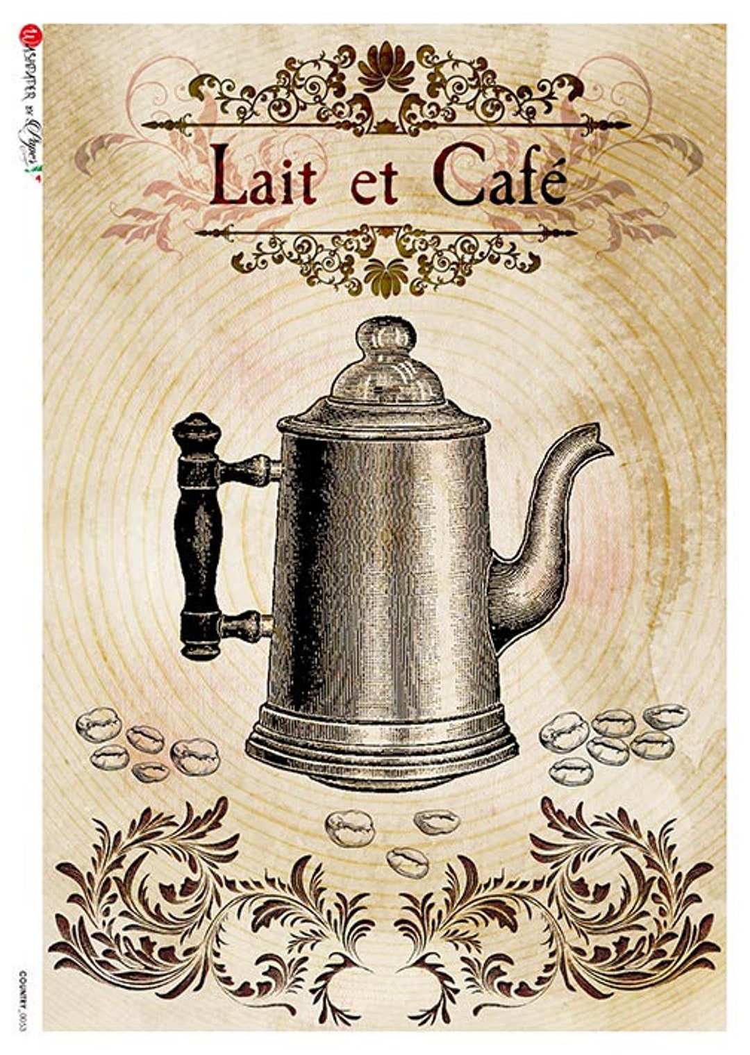 Paper Designs Rice Paper | Coffe Pot Lait Et Cafe Rice Paper | A4 Rice ...
