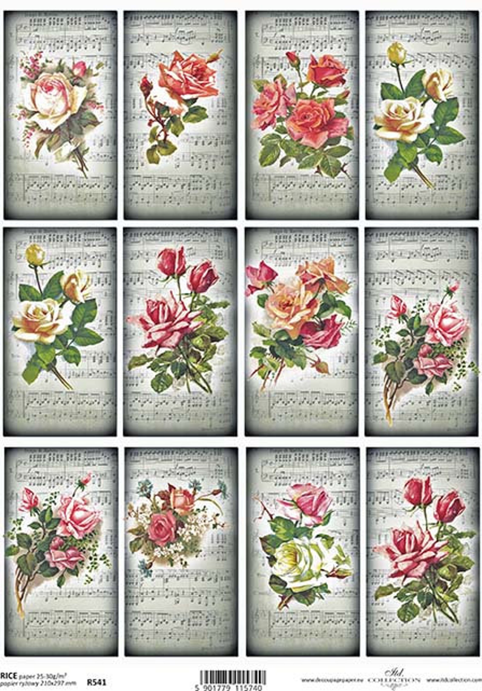ITD Collection Vintage Music Score and Flowers Cards A4 - Etsy
