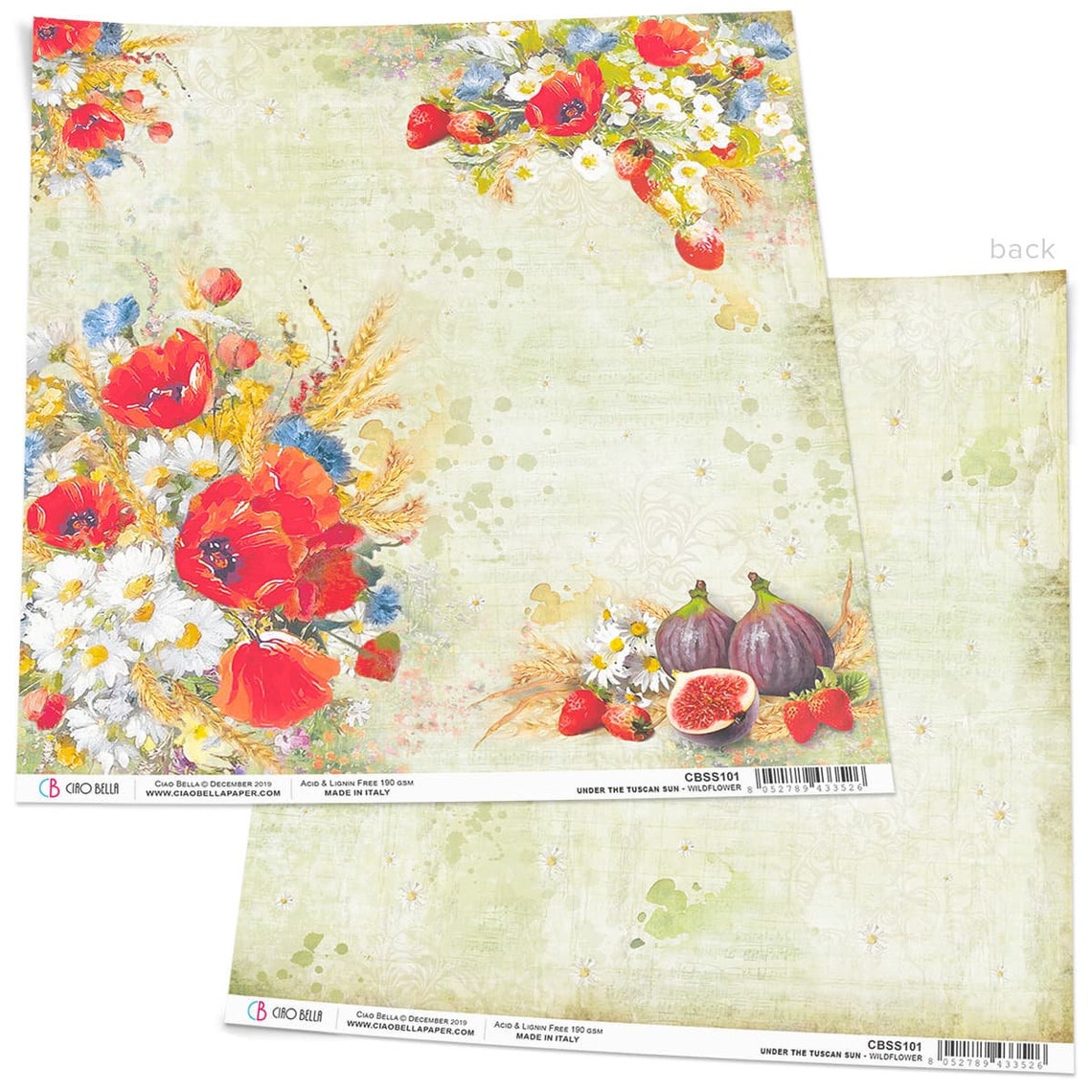 Ciao Bella | 1 Piece WILDFLOWER Scrapbook Paper | Under the Tuscan Sun ...