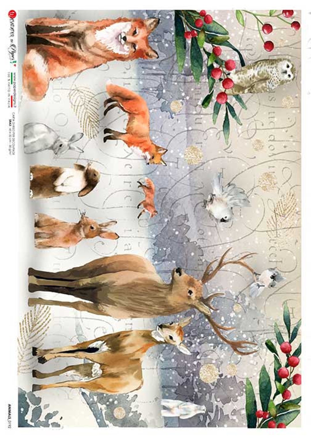 Paper Designs Rice Paper | Animals in Winter Rice Paper | A4 Rice Paper ...