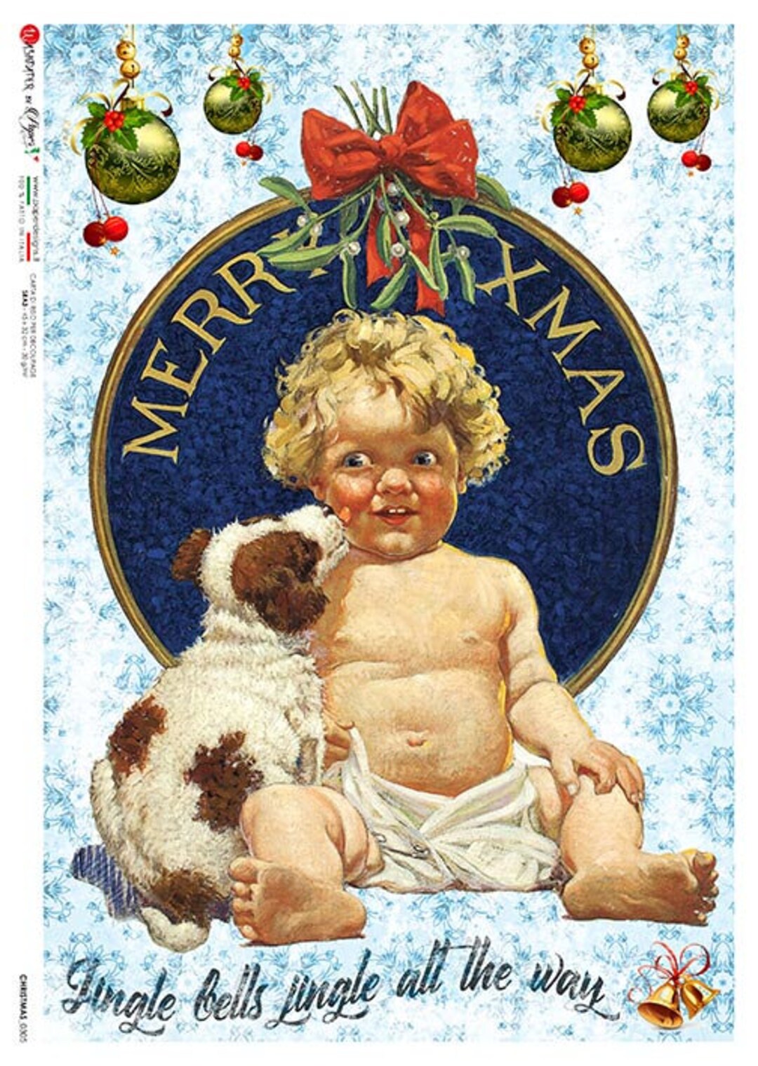 Paper Designs Rice Paper | Vintage Merry Christmas Rice Paper | A4 Rice ...