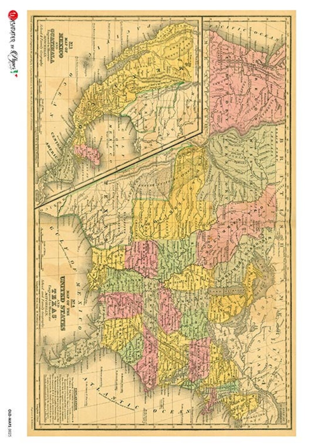 Paper Designs Rice Paper | Old Map Rice Paper | A4 Rice Paper | Natural ...