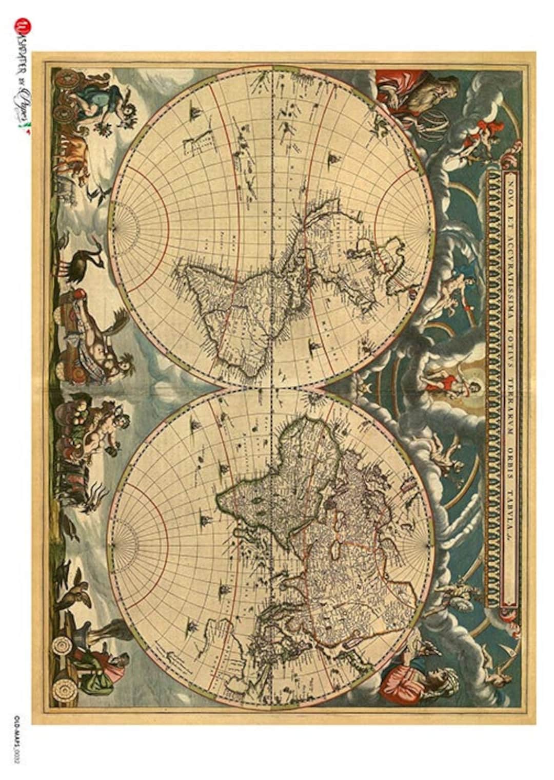 Paper Designs Rice Paper | Old Map Rice Paper | A4 Rice Paper | Natural ...