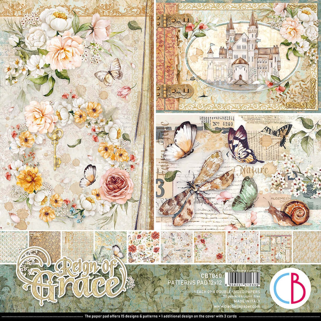 Ciao Bella Reign of Grace Pattern Paper Pad 12" X 12" | 8 Pages | Made ...