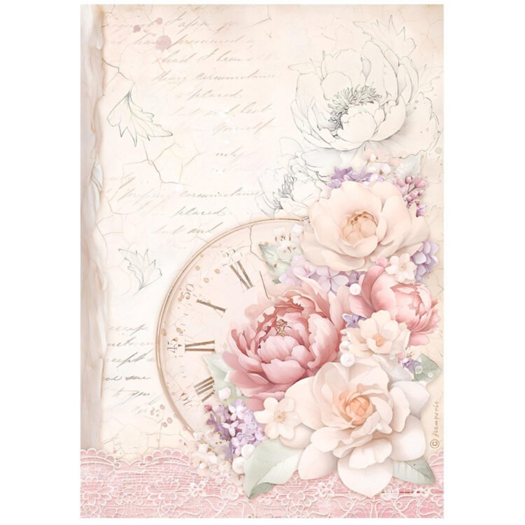 Stamperia Rice Paper | Stamperia Romance Forever | Clock Clocks | A4 ...