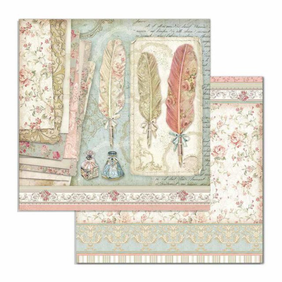 Stamperia | 1 Piece Feathers Scrapbook Paper | 12×12 | Double-sided ...