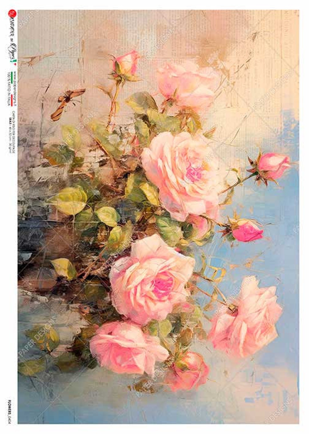 Paper Designs Rice Paper | Flowers Roses Rice Paper | A4 Rice Paper ...