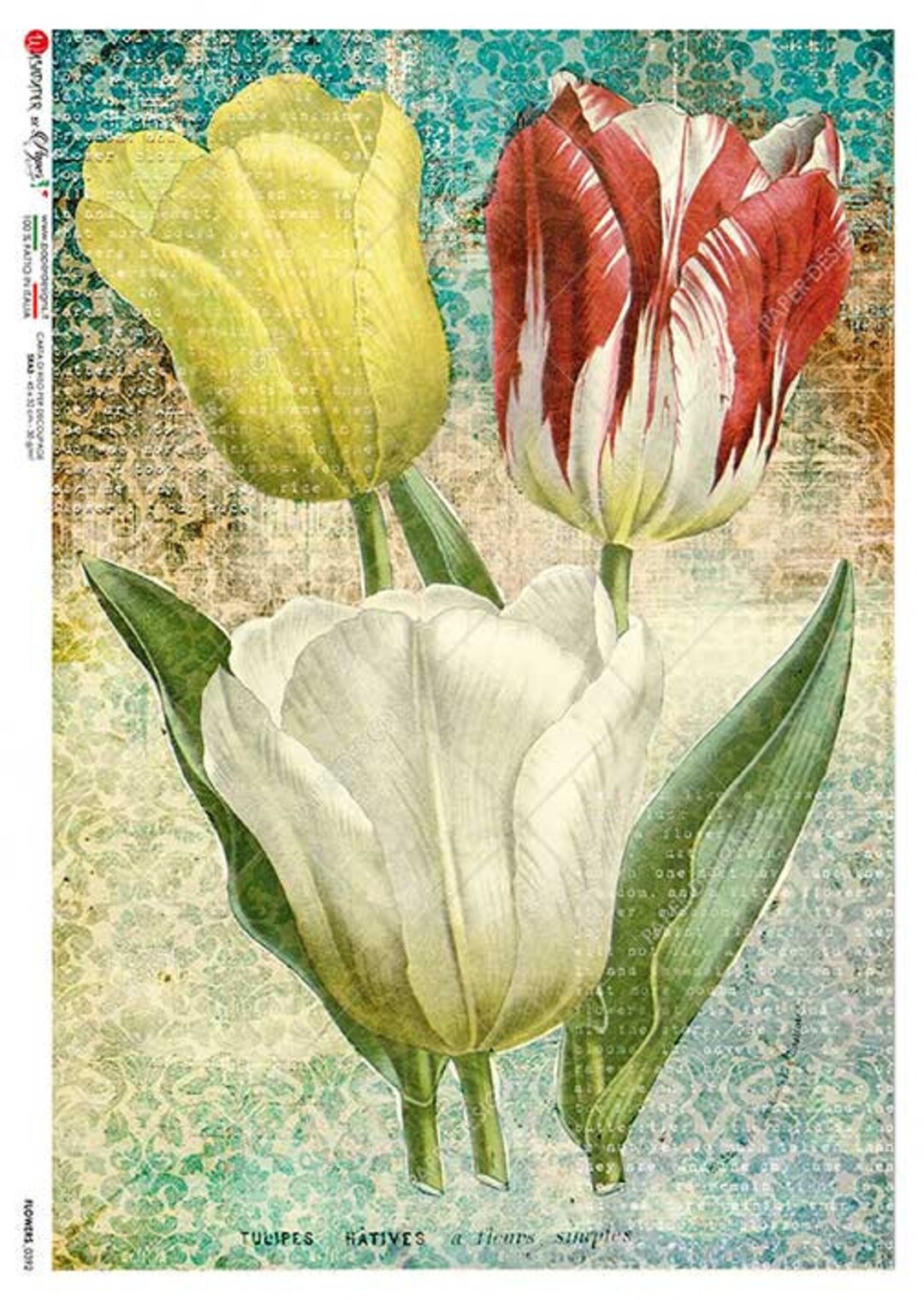 Paper Designs Rice Paper | Tulips Rice Paper | A4 Rice Paper | Natural ...