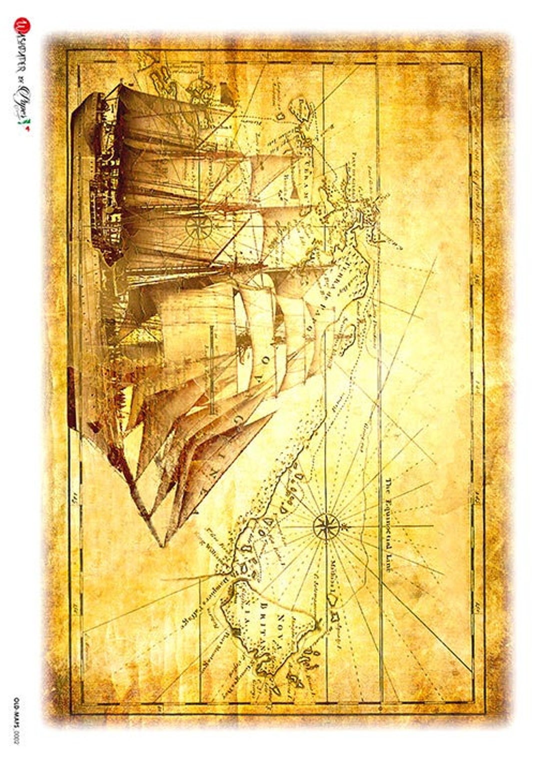 Paper Designs Rice Paper | Old Map Rice Paper | A4 Rice Paper | Natural ...