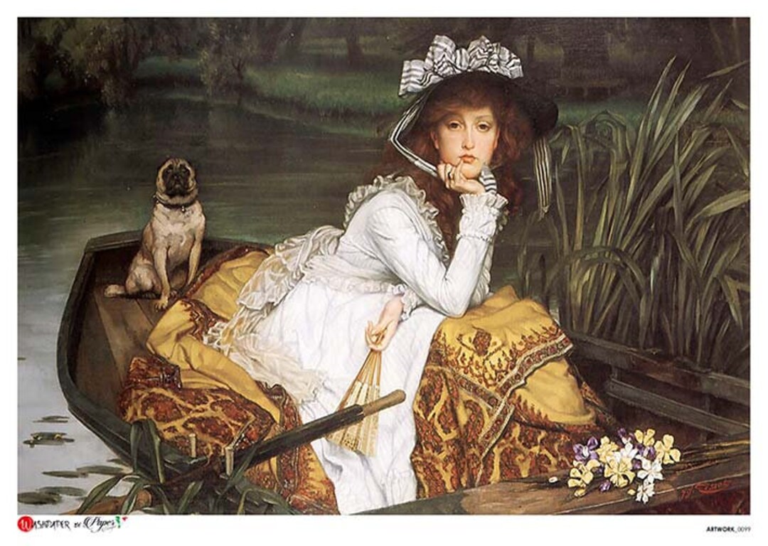 Paper Designs Rice Paper | Lady in a Boat Rice Paper | A4 Rice Paper ...