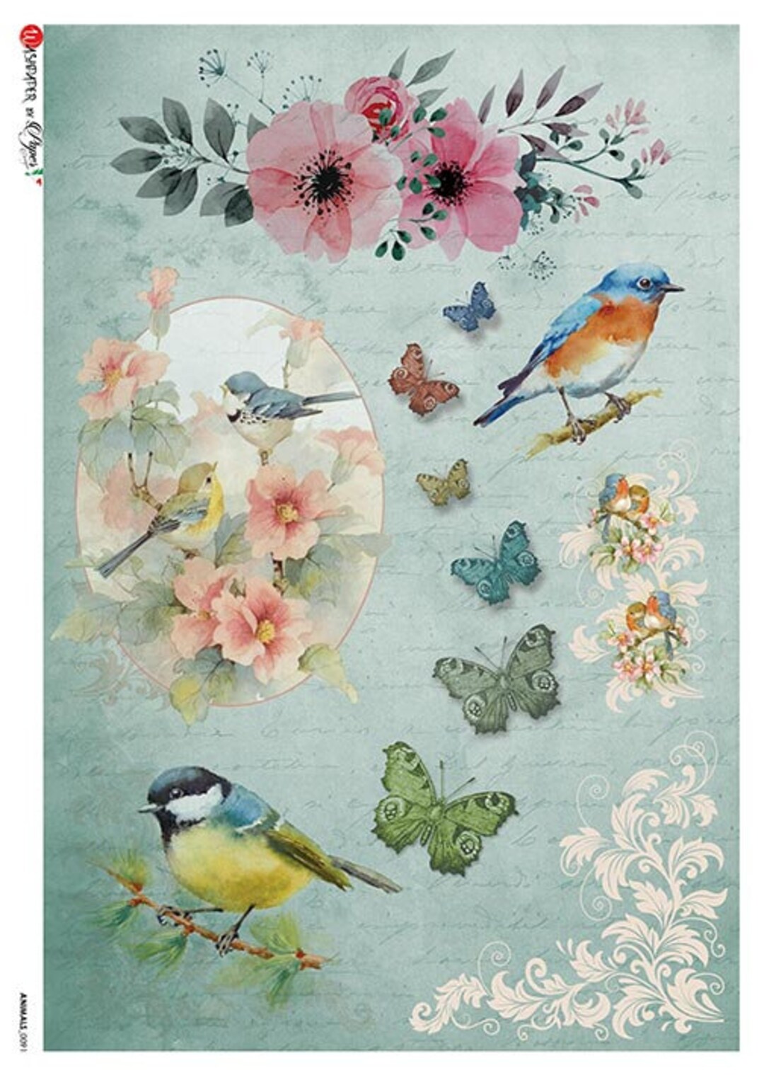 Paper Designs Rice Paper | Birds and Flowers Rice Paper | A4 Rice Paper ...