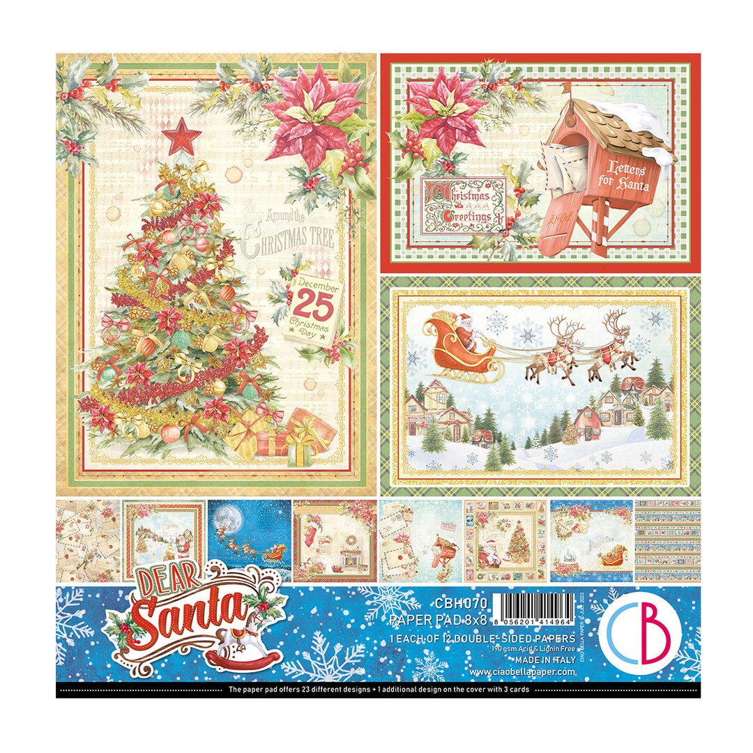 Ciao Bella Dear Santa Paper Pad 8" X 8" | 12 Pages | Made in Italy ...