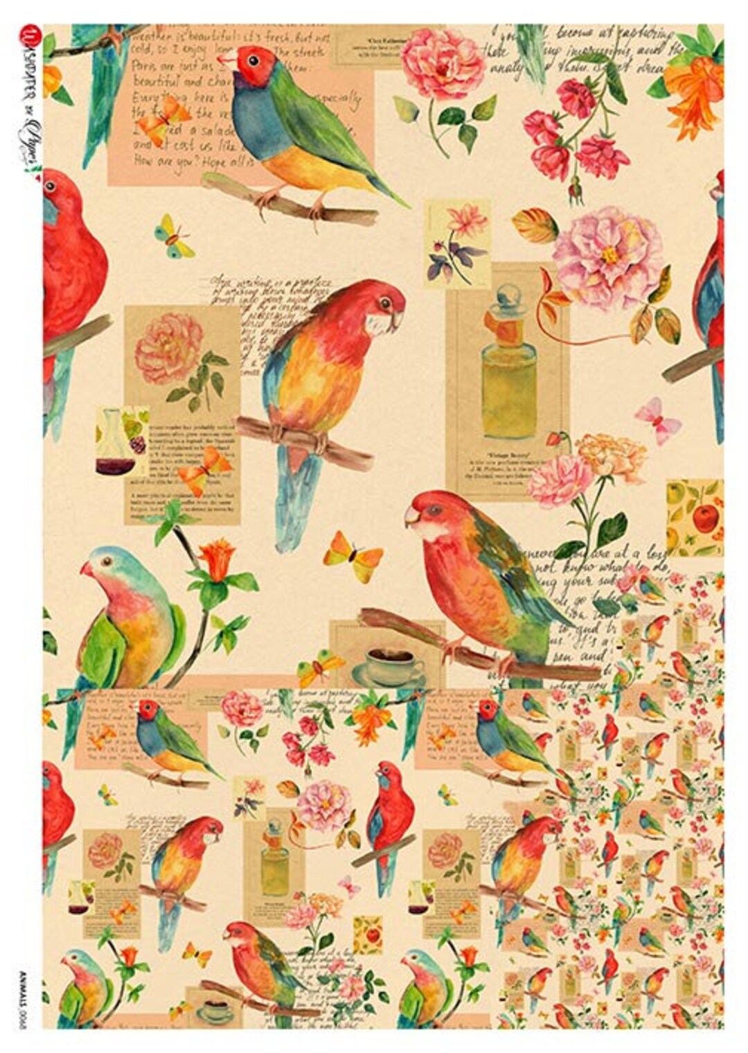 Paper Designs Rice Paper | Birds Rice Paper | A4 Rice Paper | Natural ...