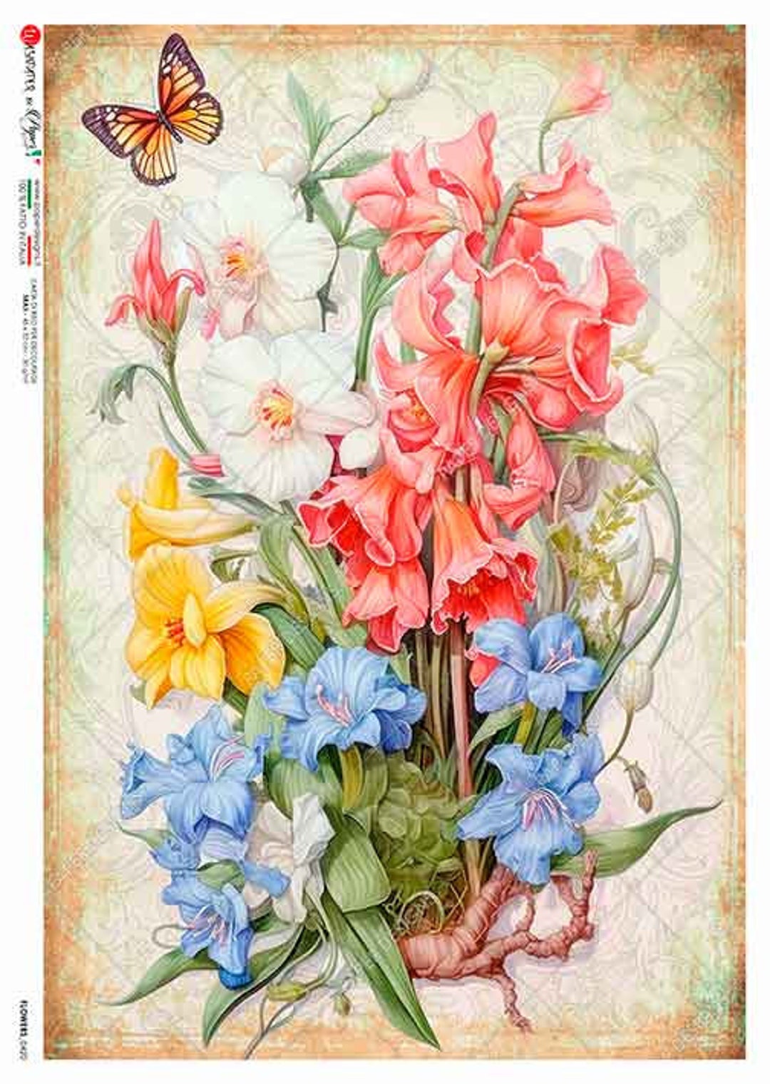 Paper Designs Rice Paper | Flowers Roses Rice Paper | A4 Rice Paper ...