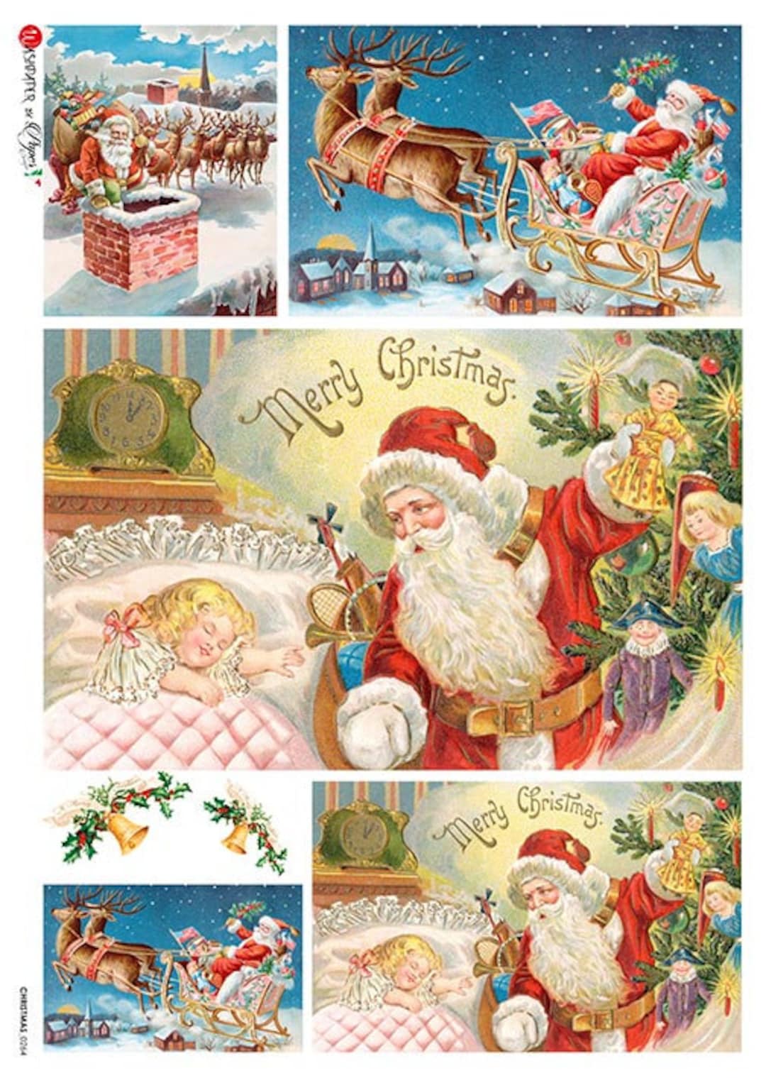 Paper Designs Rice Paper | Santa Christmas Eve Christmas Rice Paper ...