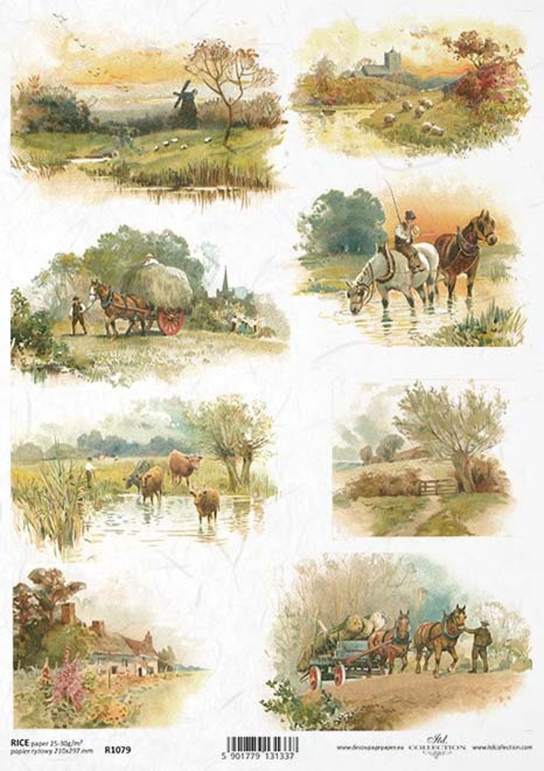 ITD Collection | Country Scene | Rice Paper | A4 Rice Paper | Decoupage ...