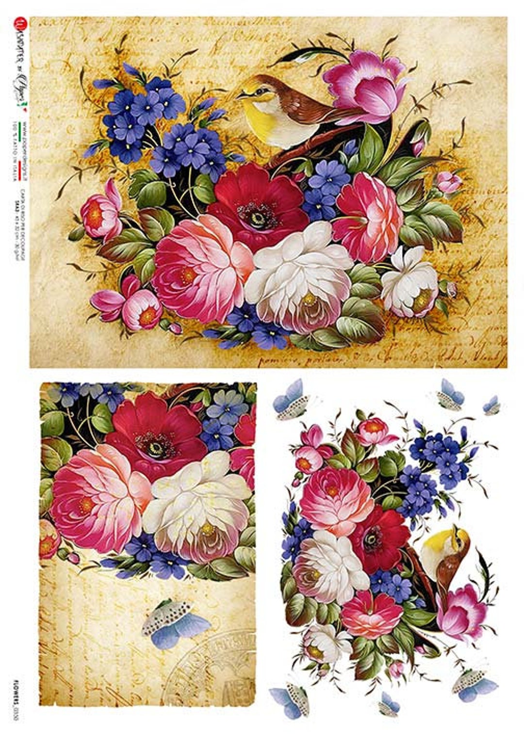 Paper Designs Rice Paper | Flowers Rice Paper | A4 Rice Paper | Natural ...