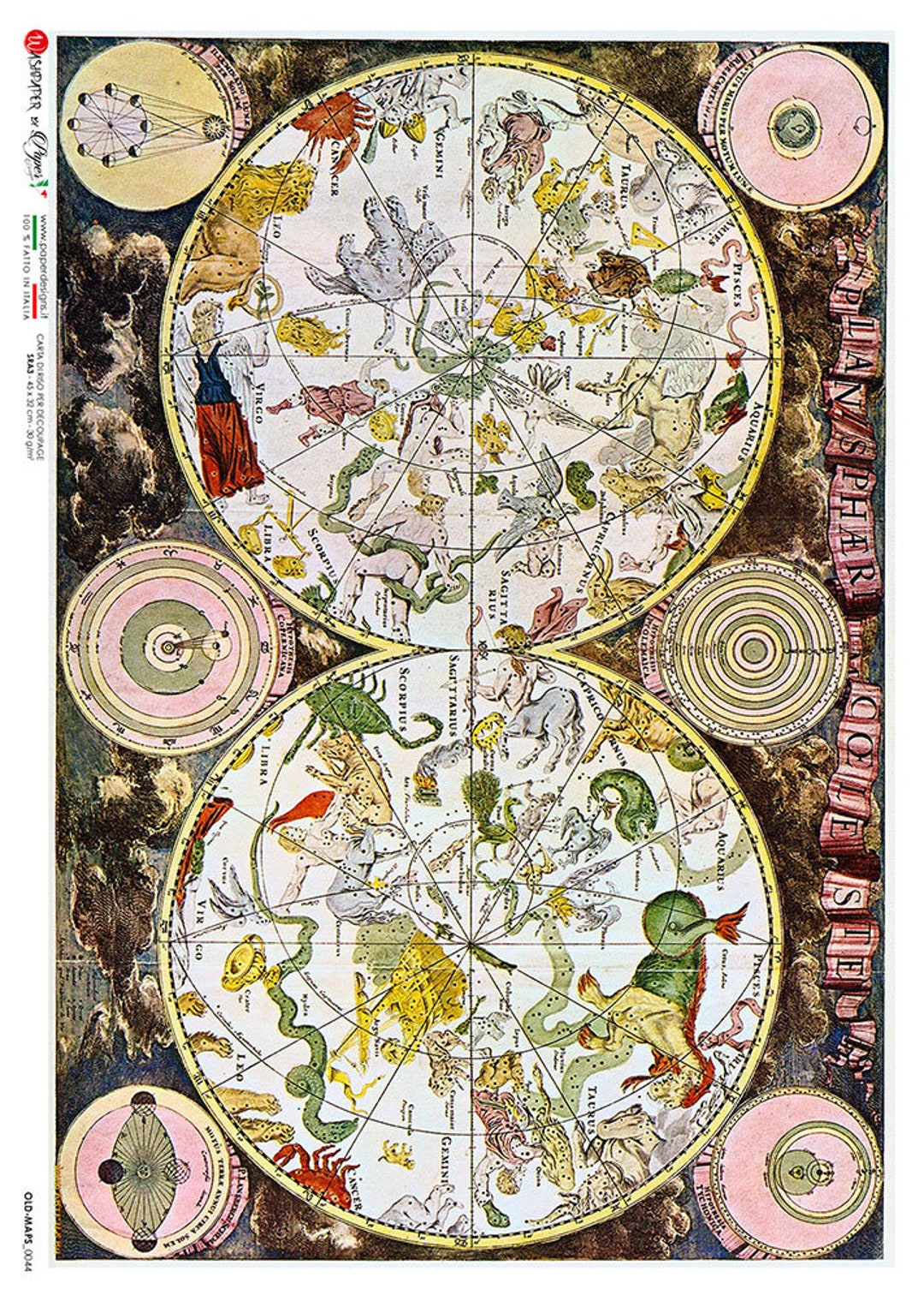 Paper Designs Rice Paper | Old Map Rice Paper | A4 Rice Paper | Natural ...