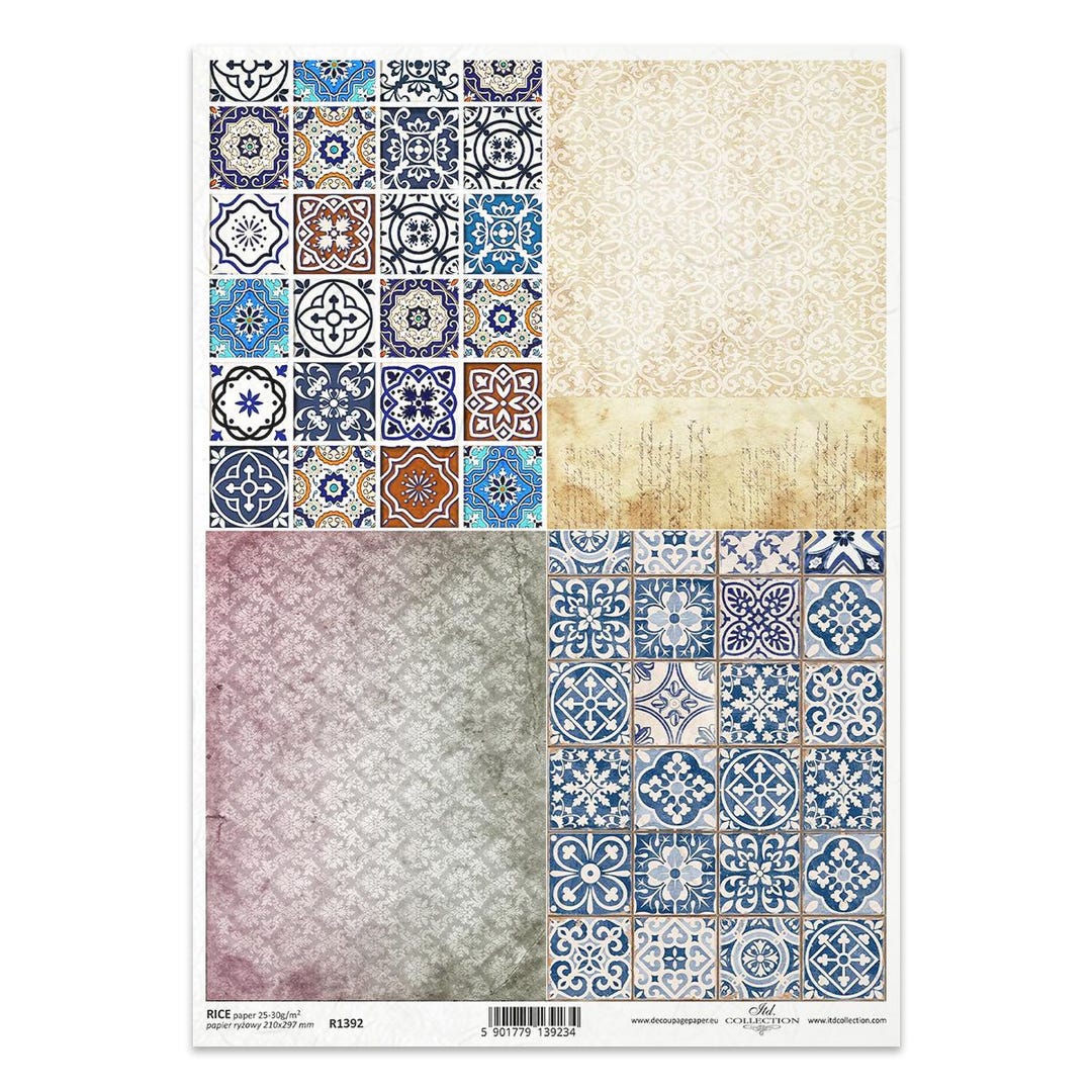 ITD Collection | Vintage Tiles and Background Wallpaper | A4 Rice Paper ...