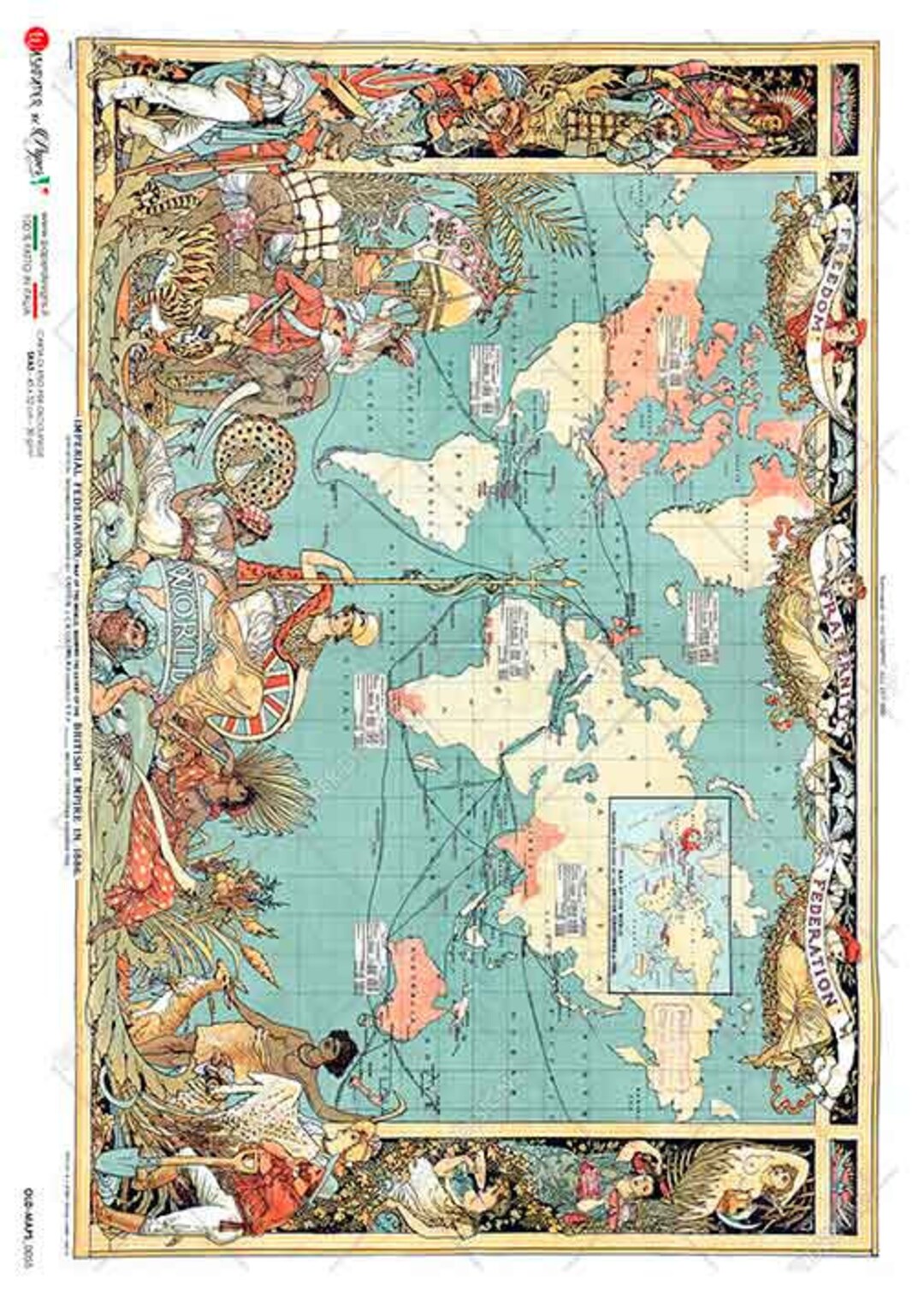 Paper Designs Rice Paper | Old Map Rice Paper | A4 Rice Paper | Natural ...