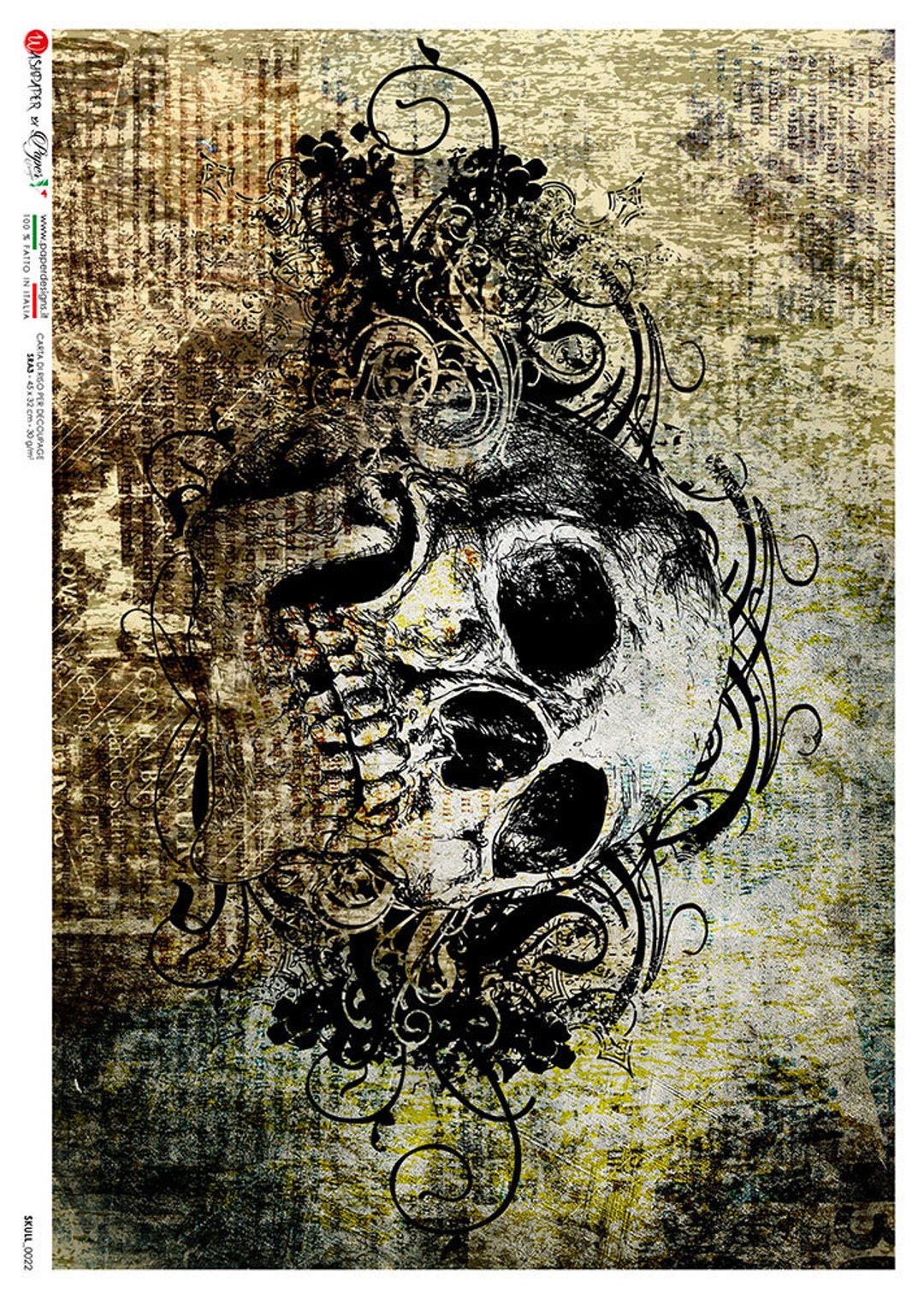 Paper Designs Rice Paper | Skull Rice Paper | A4 Rice Paper | Natural ...