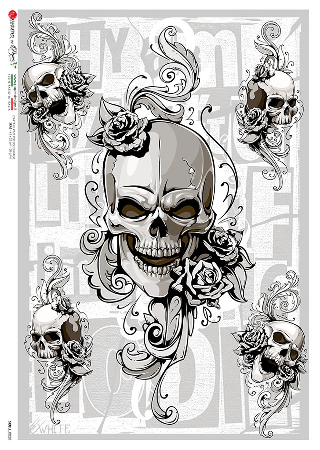 Paper Designs Rice Paper | Skull Rice Paper | A4 Rice Paper | Natural ...