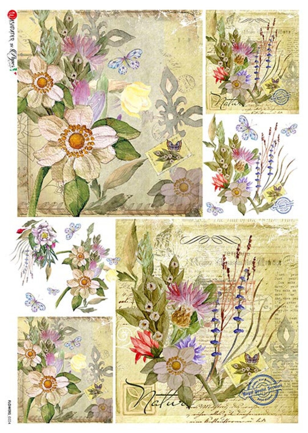 Paper Designs Rice Paper | Flowers Rice Paper | A4 Rice Paper | Natural ...