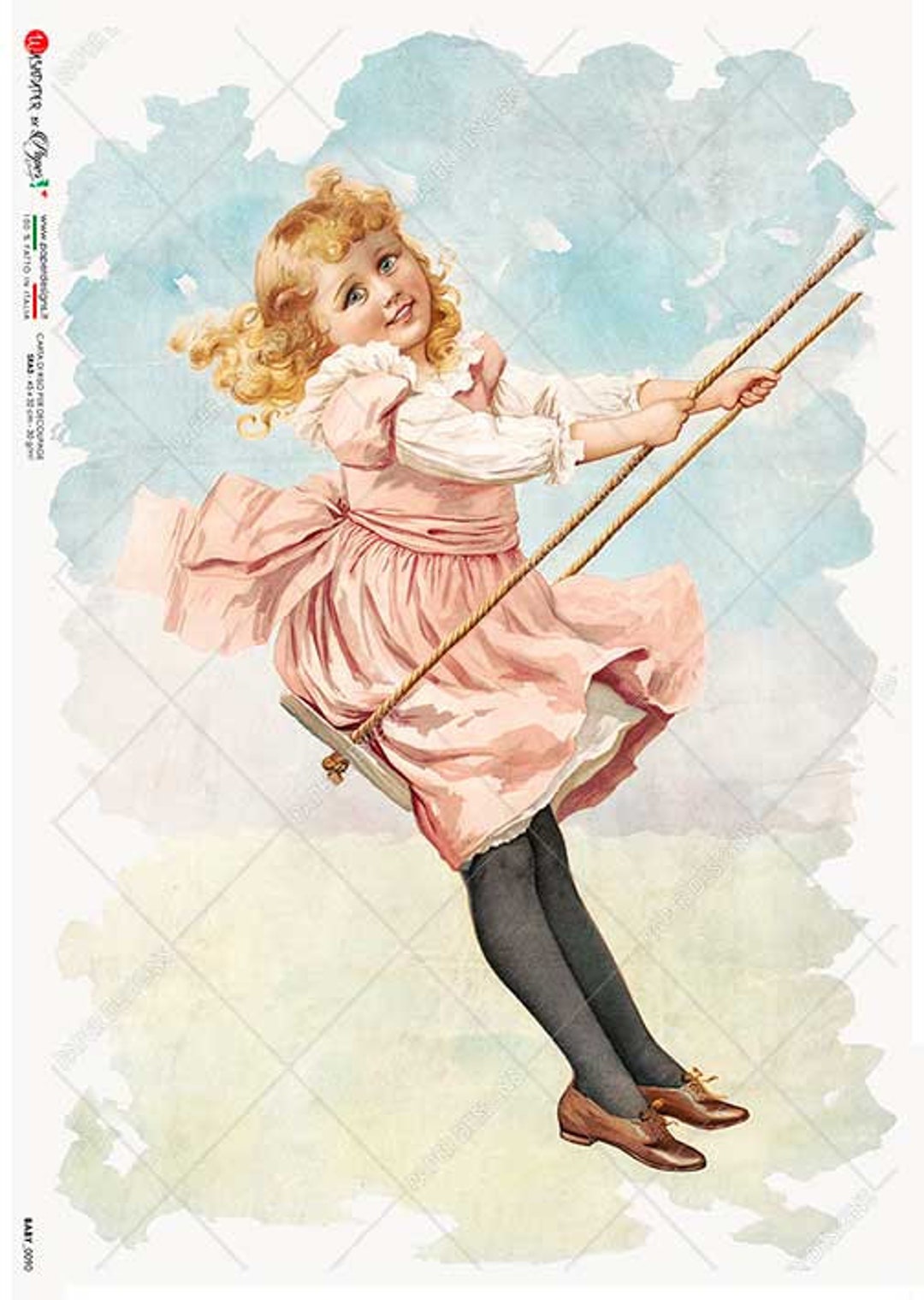 Paper Designs Rice Paper | Girl on Swing Rice Paper | A4 Rice Paper ...