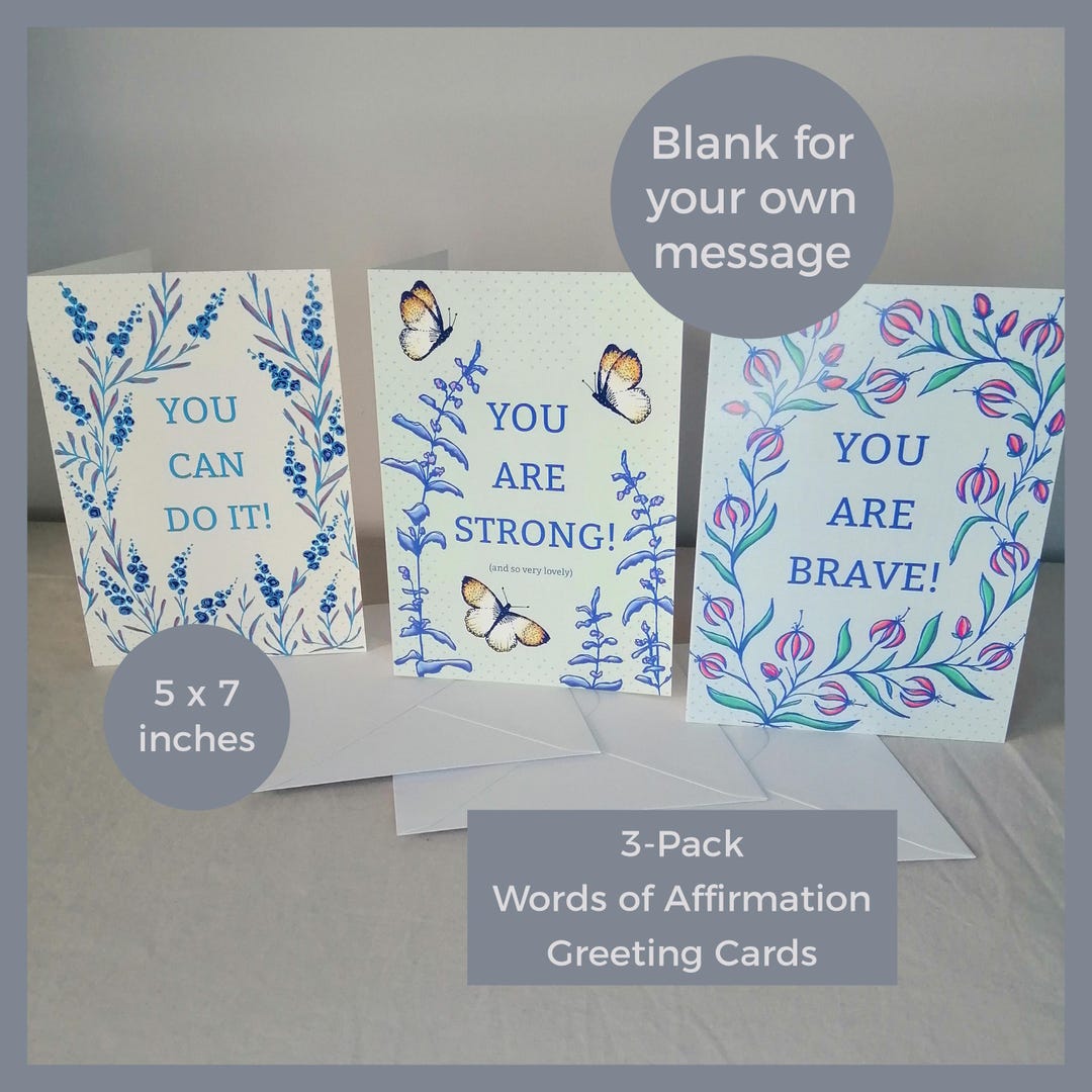 Words of Affirmation Greeting Cards Blank for Your Own Message ...