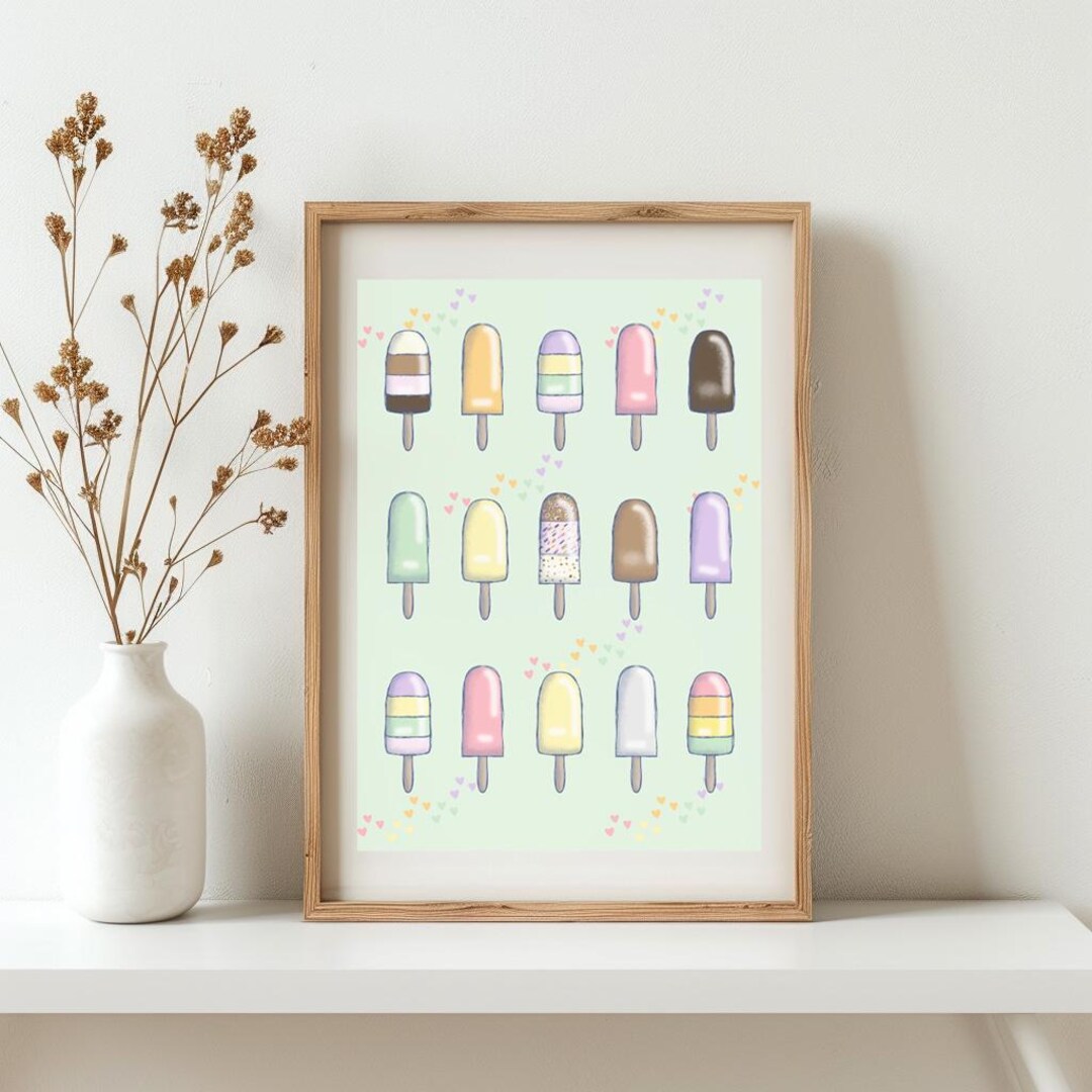 Ice Cream Lollies Art Print: Pastel Colors, Children's Room Decor - Etsy